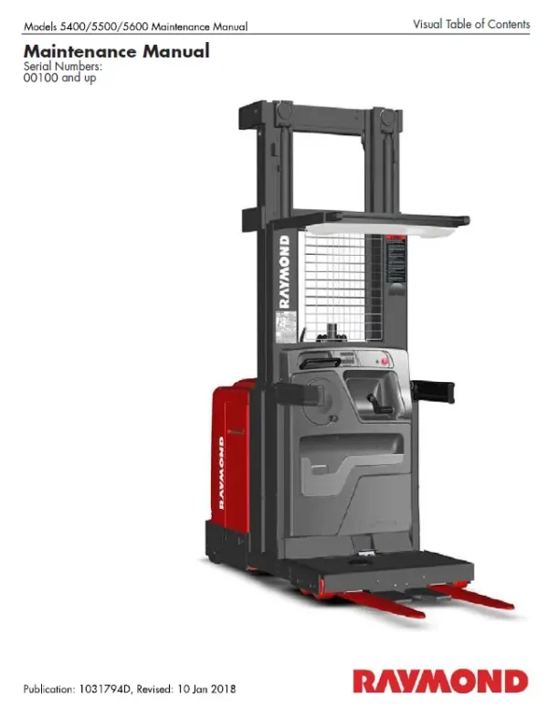 Raymond 5400/5500/5600 Manual | Forklift Service Manual | Parts Catalog