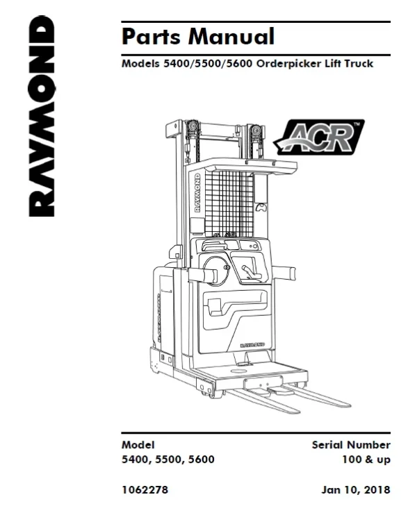 Raymond 5400/5500/5600 Manual | Forklift Service Manual | Parts Catalog
