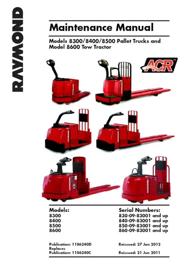 Raymond 8300 Pallet Truck Manual | Forklift Parts Catalog